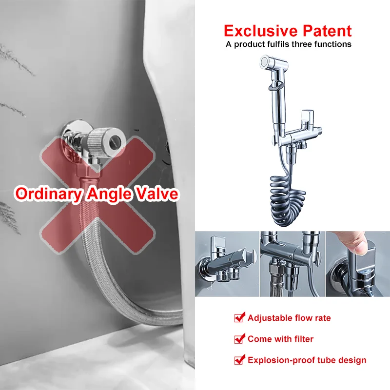 Toilet Angle Valve Sink Valve 90 Degree Water Multi Function Stainless ...