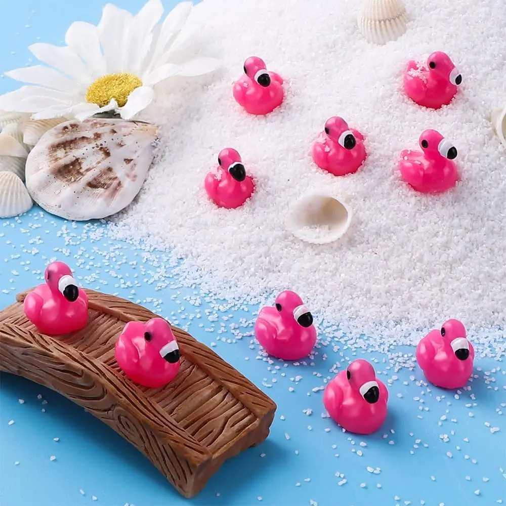 Mini Resin Pink Tiny Flamingo Ducks Figures Miniature for Doll House ...