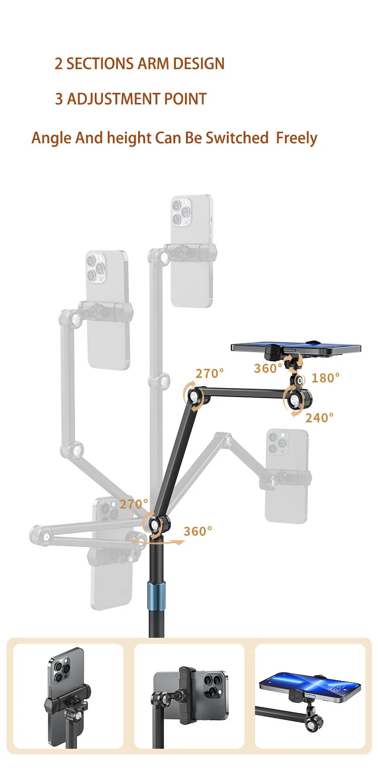 Boneruy Lazy Arm Aluminum 360 Degree Swivel Tablet Stand