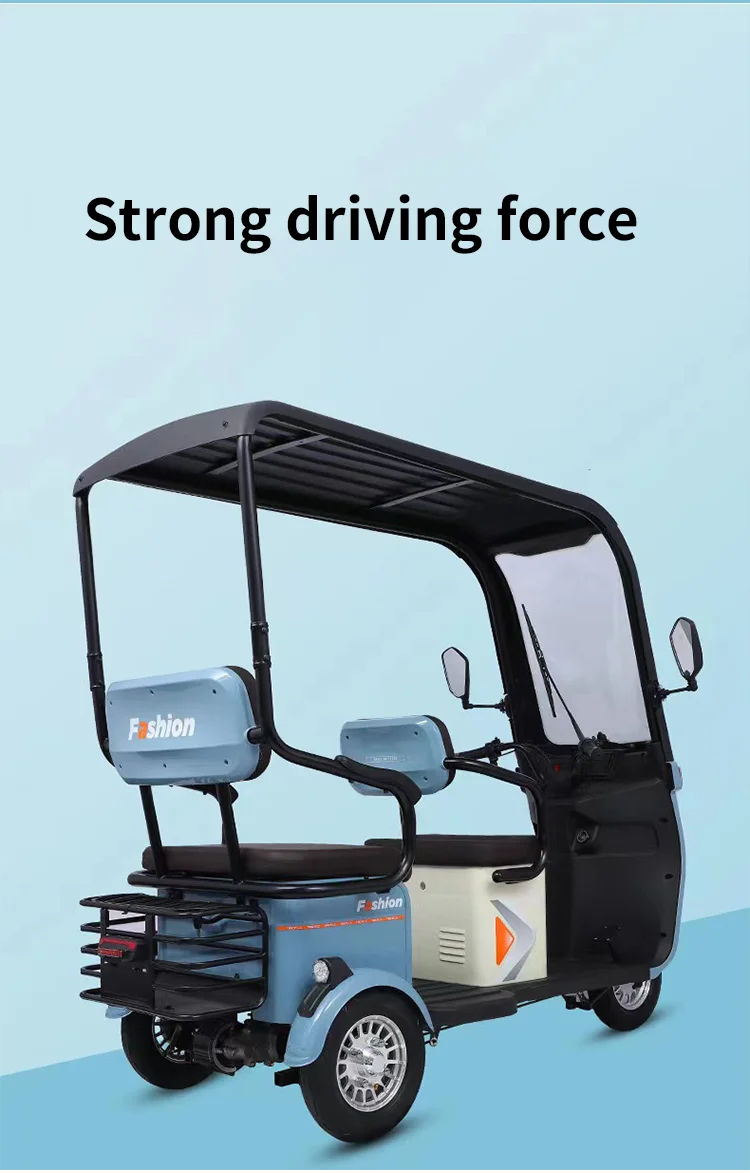 Heavy Duty Rickshaw Electric Tricycle With Canopy For Adult With Solar ...
