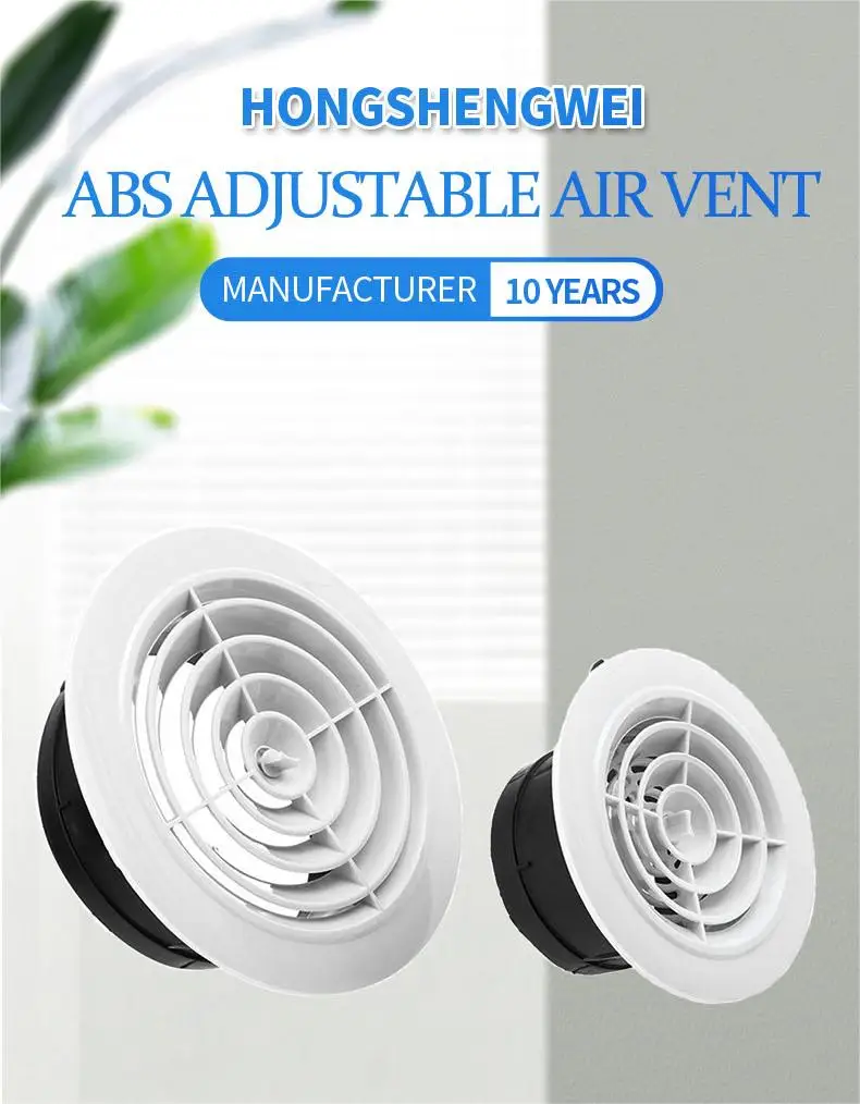 Round Adjustable Air Vent Louver Grille Cover Outlet Exhaust ...