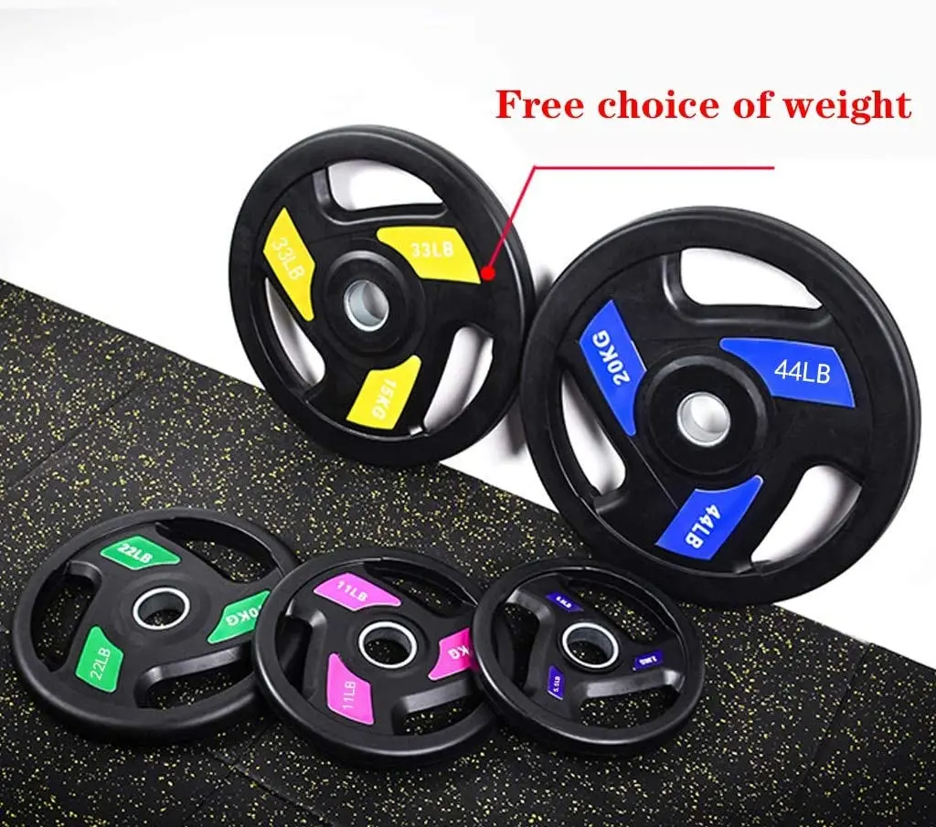 Fitness Products 2 Inch Gym Barbell Colorful Rubber Weight Plate ...
