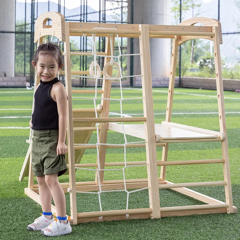 Hoye Triangle Wooden Climbing Frame Children's Swing Gym Indoor Wooden ...