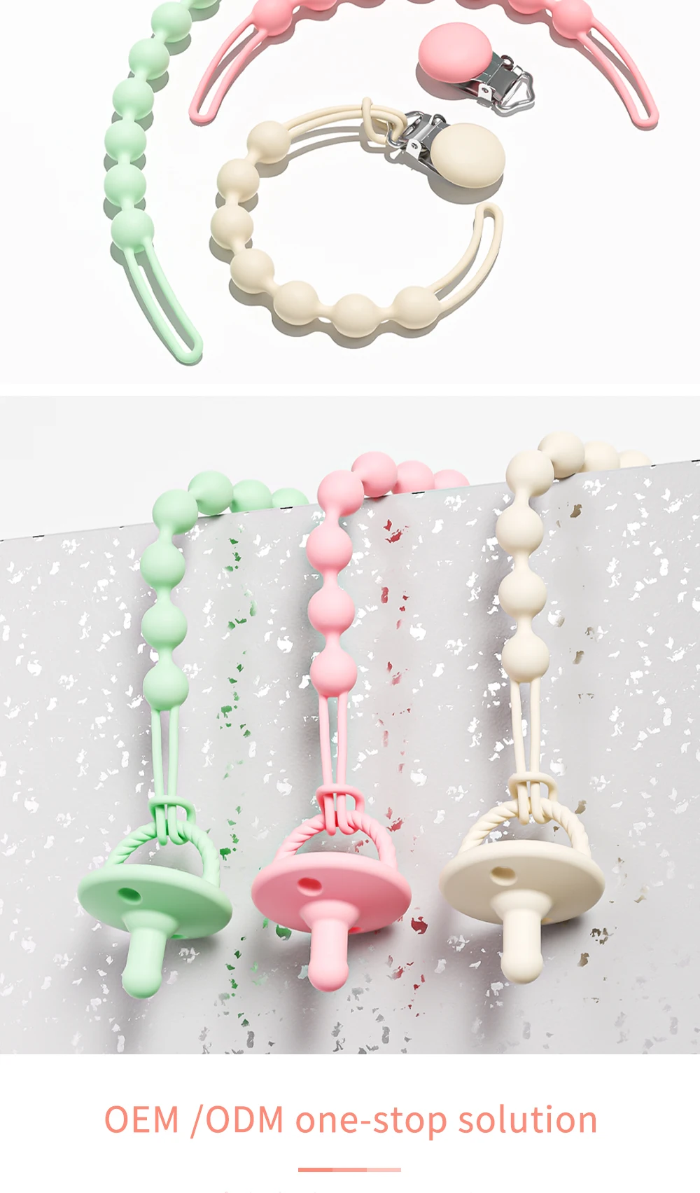 Safe Pacifier Chain with Teether Toy for Baby Boys & Girls