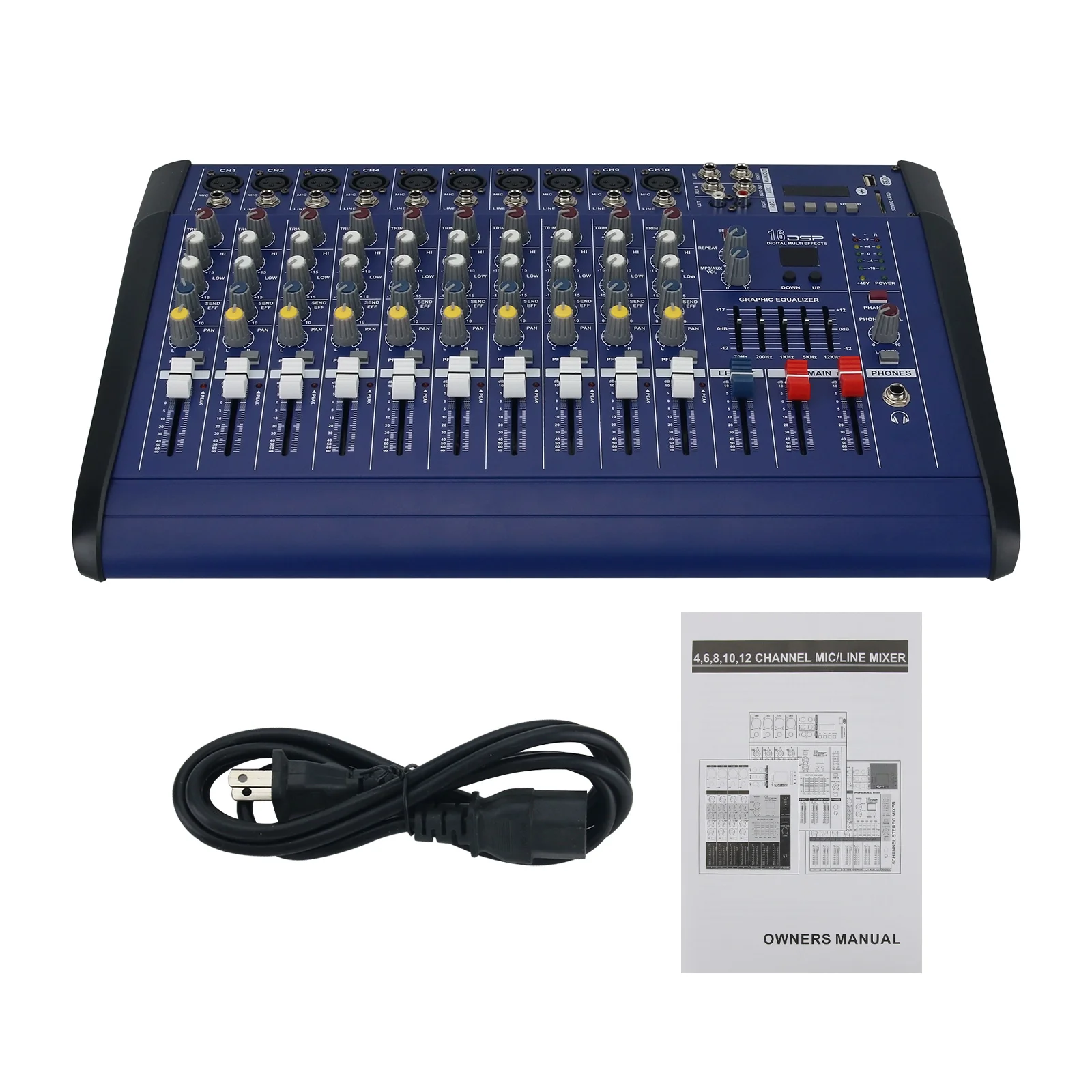 2000Watts 10 Channel Professional Powered Mixer Power Mixing Amplifier ...