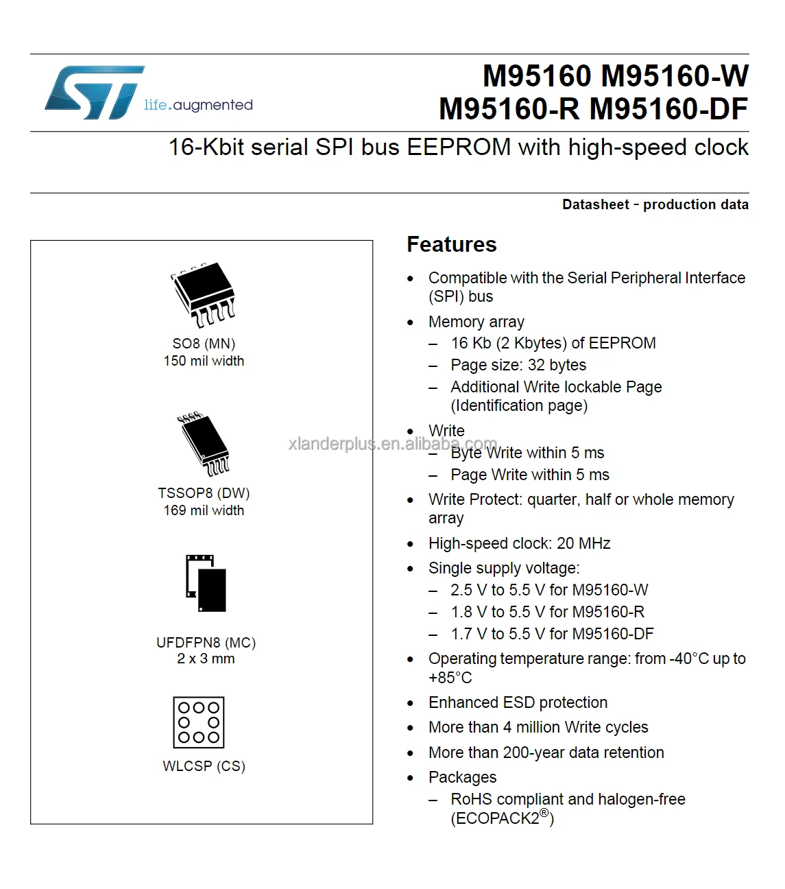 X-lander M95160-rdw6tp Ic Eeprom 16kbit Spi 8tssop Integrated Circuit Electronic Components Ic ...