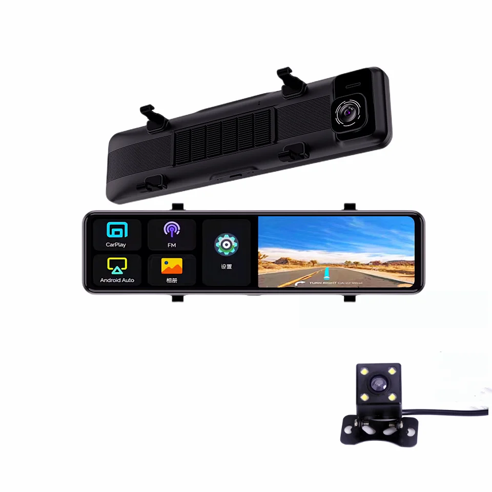 4k Dual Lens 12 Inch Mirror Dash Cam Car Black Box Rear Camera Dvr ...
