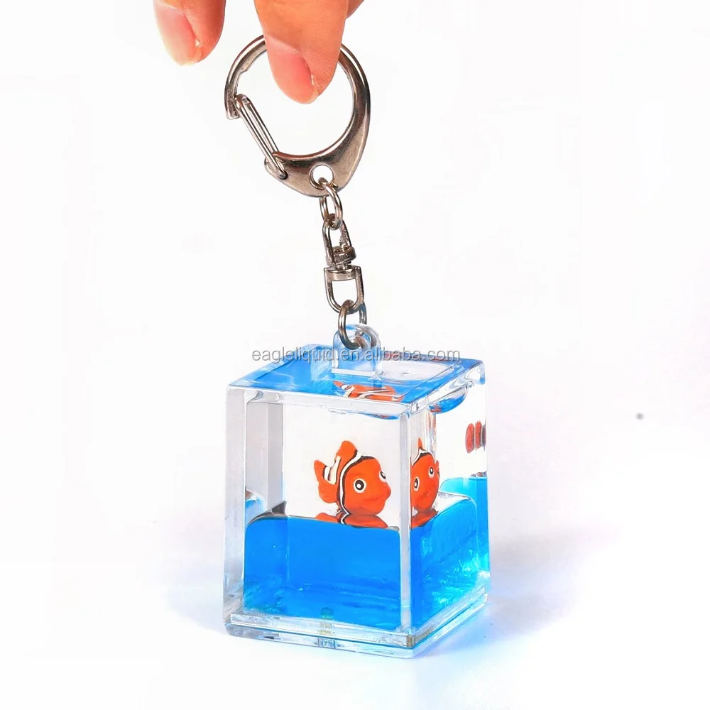 OEM Novelty Cube Shape Acrylic Aqua Floating Keyring