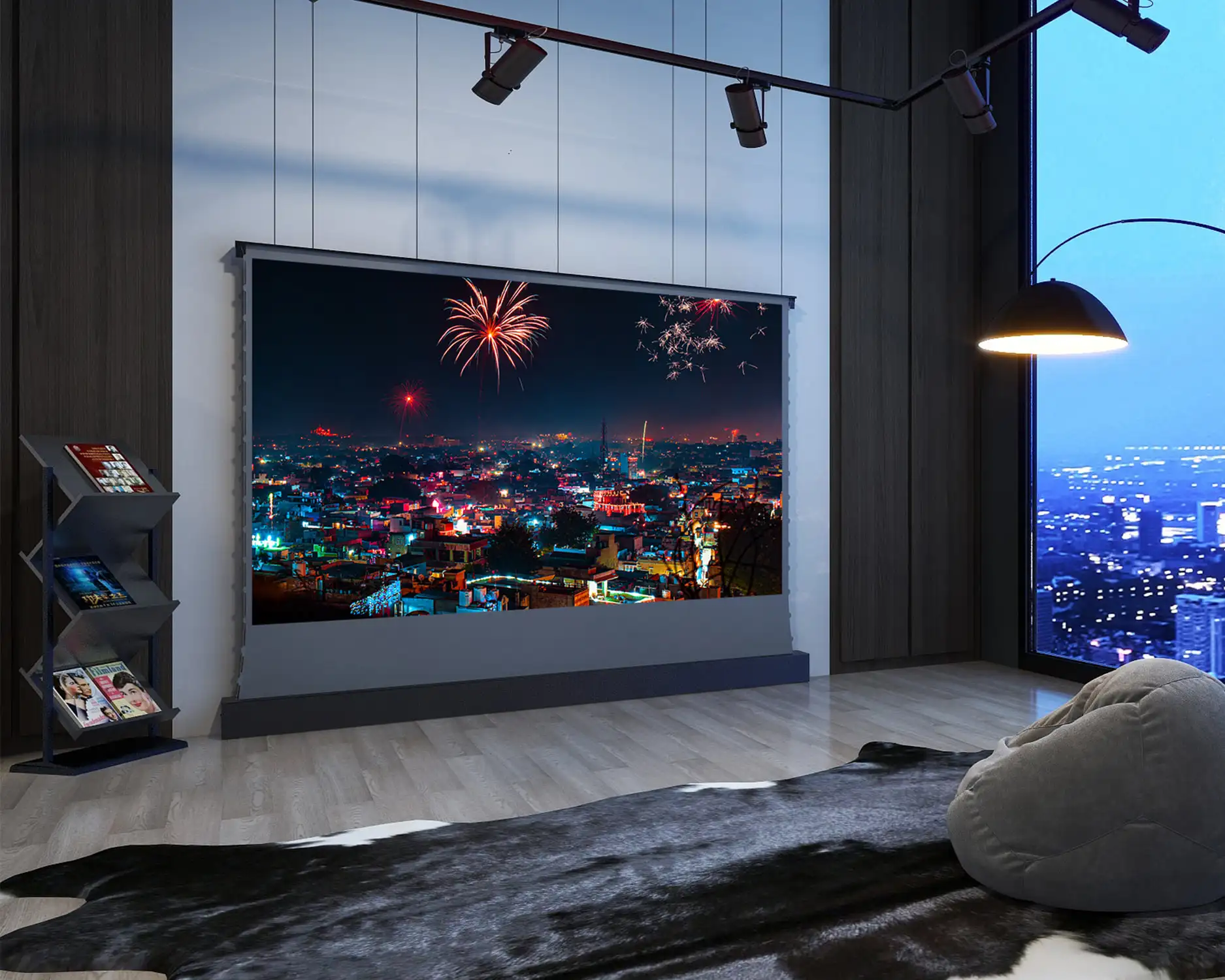 100 & 120 Inch Floor Rising Projection Screen for Projectors - OEM ...