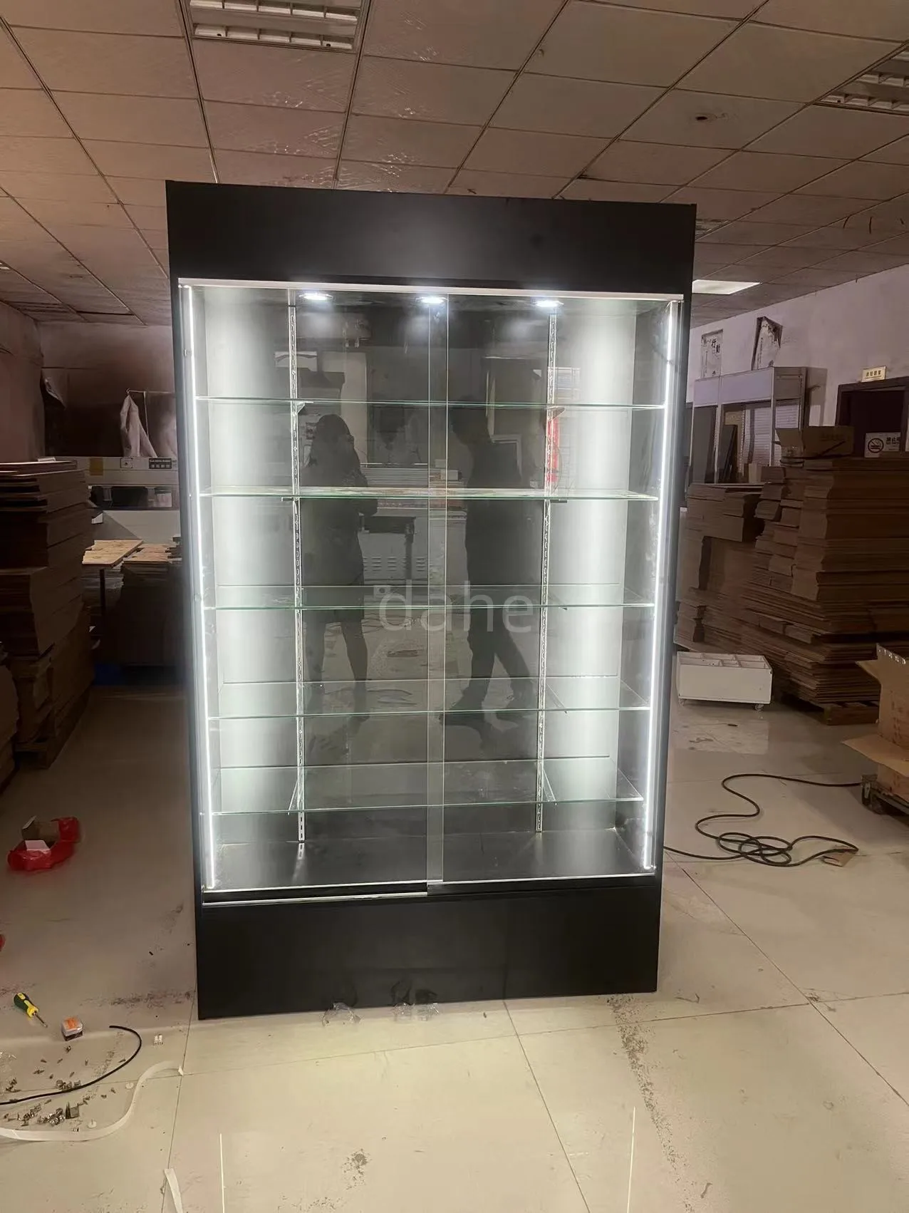 Custom Wall Display Cabinet With Led Lighting Lockable Wooden Display ...