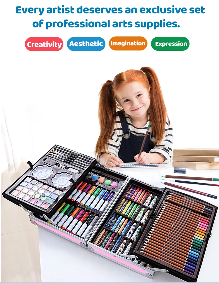 School Art Painting Set Children Stationery Gift Watercolor Pen Crayon ...