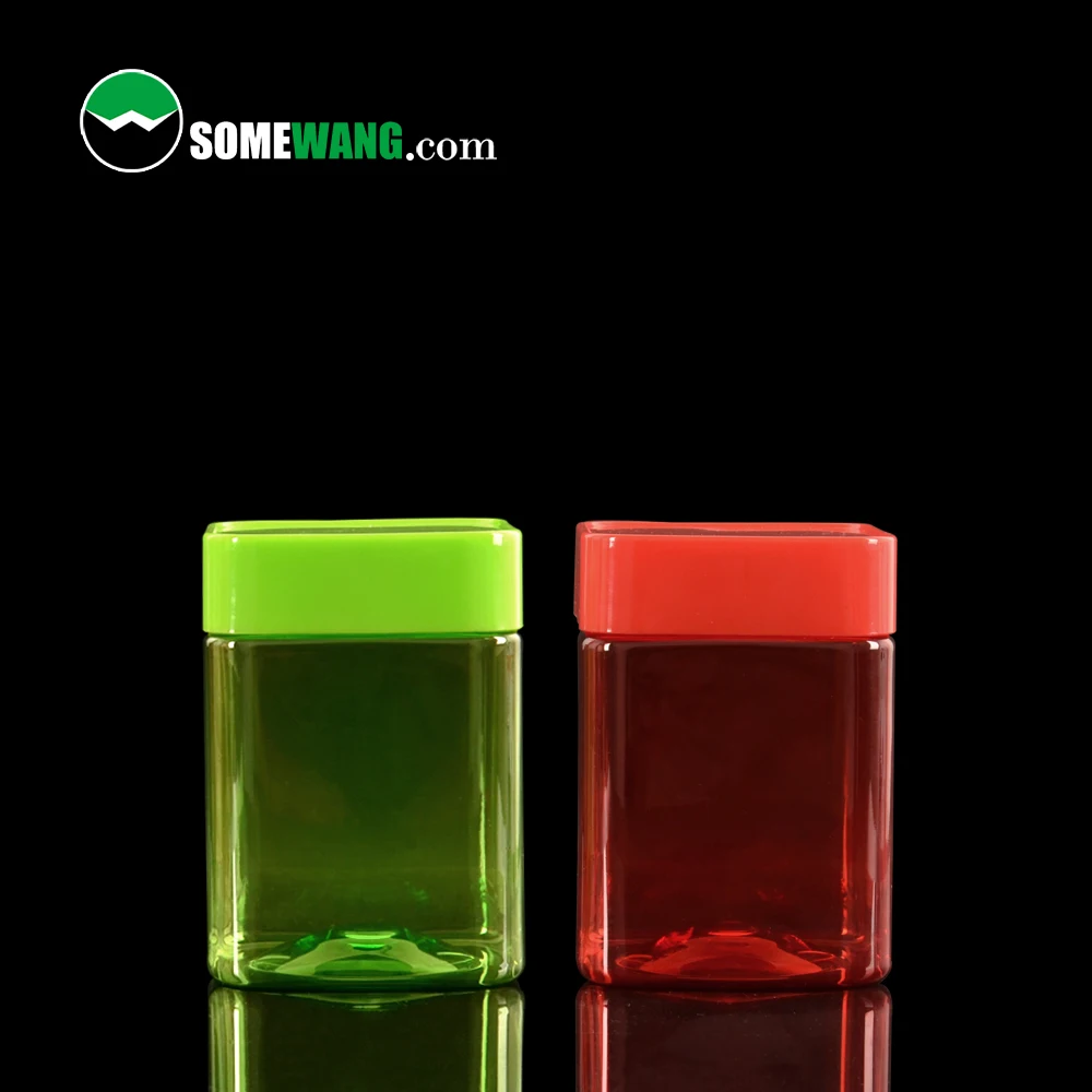 10oz Clear Square Pet Storage Jar Empty Plastic Jar For Food Storage ...