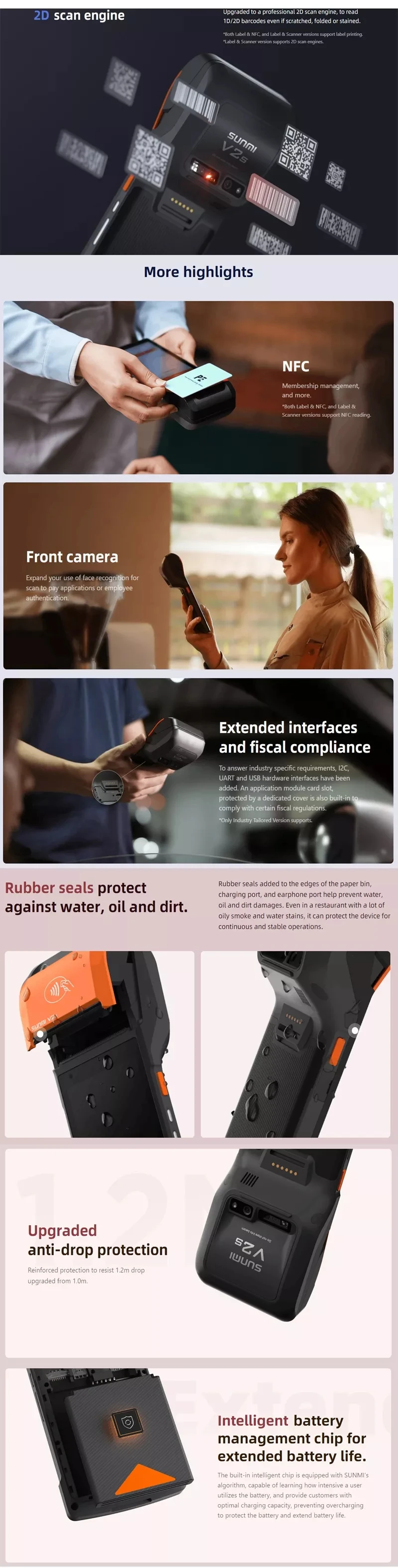 Mobile Pos Terminal Android 11 - Sunmi V2S for Supermarkets