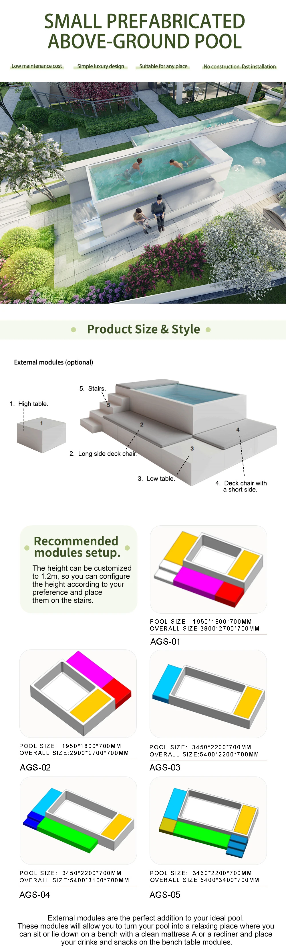 Luxury Cold Water Plunge Tub Pool Overflow Above Ground Fiberglass Mini ...