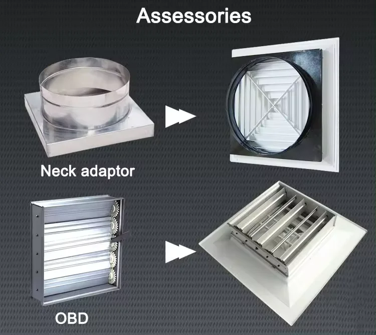 Ac Square Diffuser Aluminum 4 Way Square Diffuser Ceiling Square Cone ...