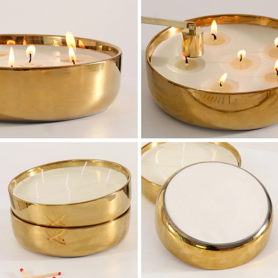 Custom Wholesale Gold Luxury Ceramic Candle Jars for Christmas