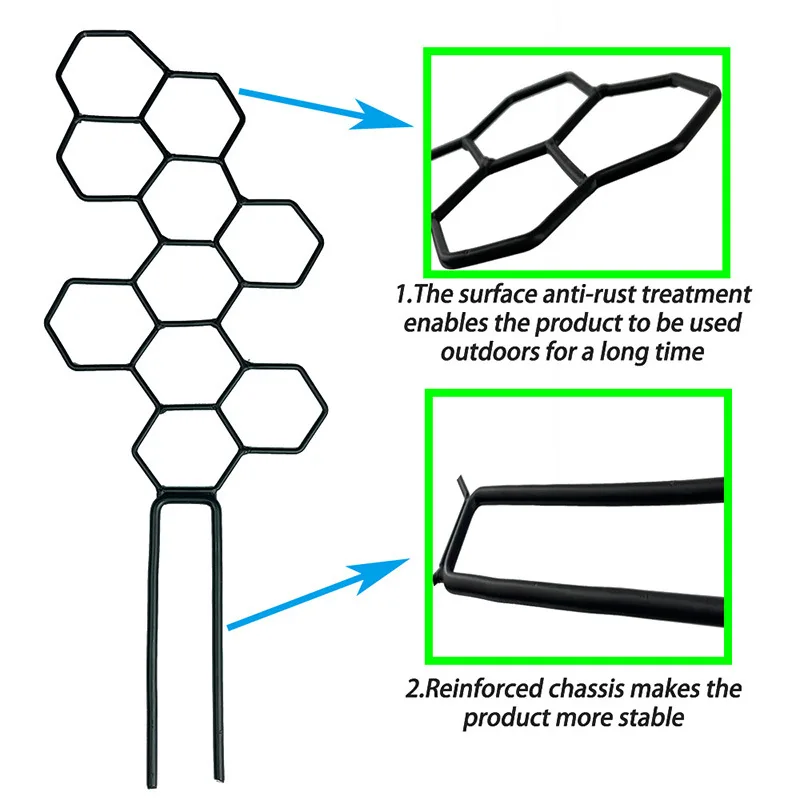 Metal Plant Climbing Frame Houseplant Support Frame Honeycomb Shape Pot ...