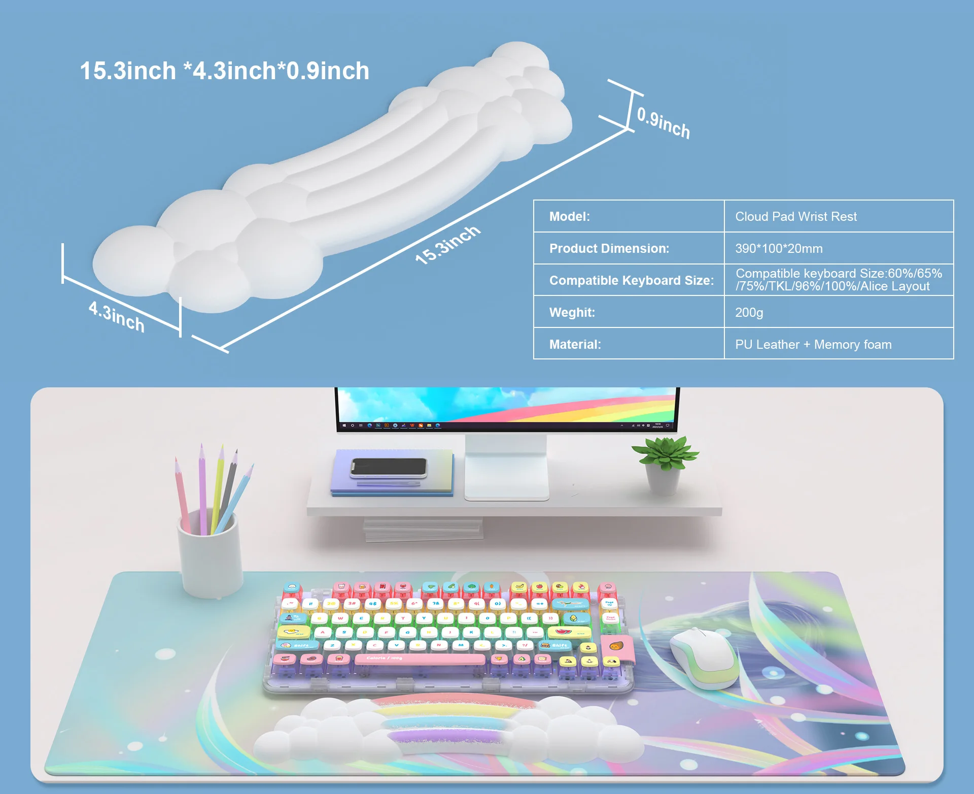 EPOMAKER Cloud Mechanical Keyboard Rest - Ergonomic Support