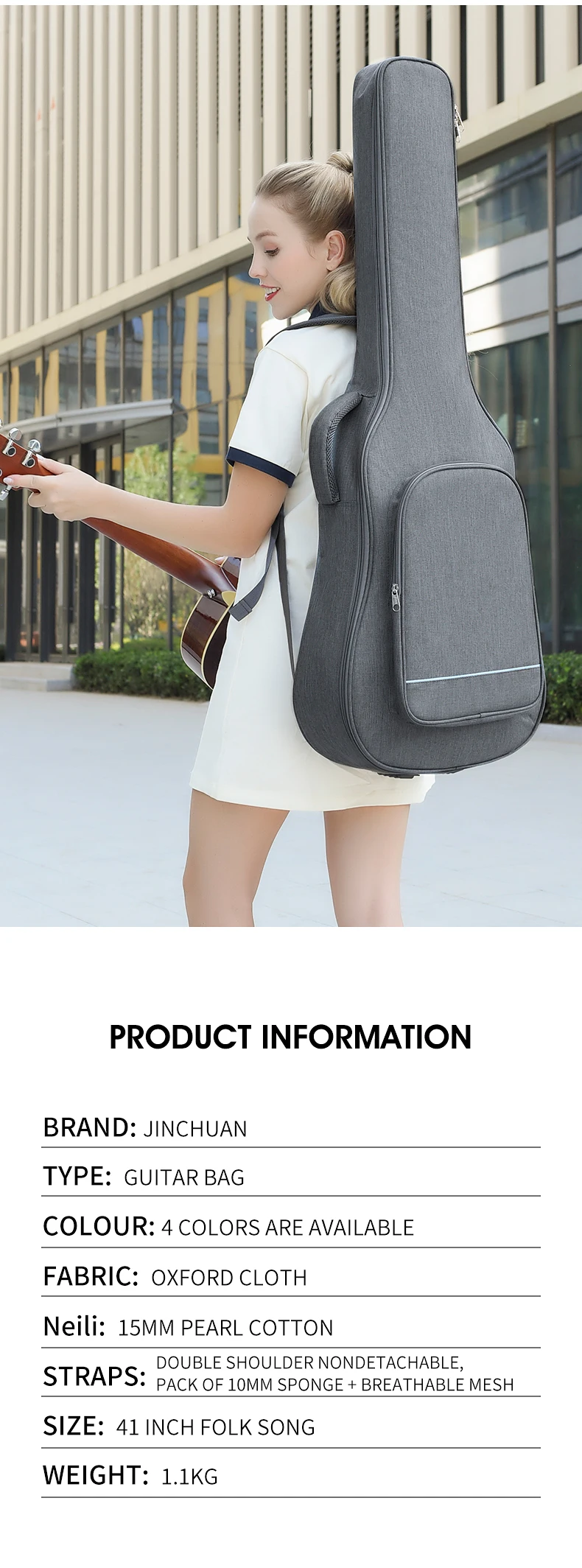 Wholesale 41Inch Acoustic Guitar Case Thick Padding Sponge 600D Ripstop ...
