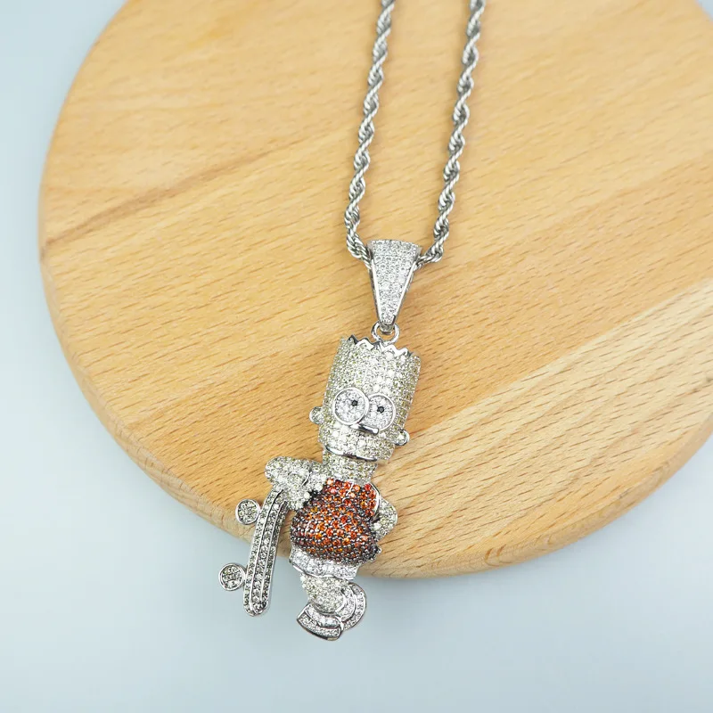Cute Cartoon Figure Simpson Copper Made Gold Plated Pendant