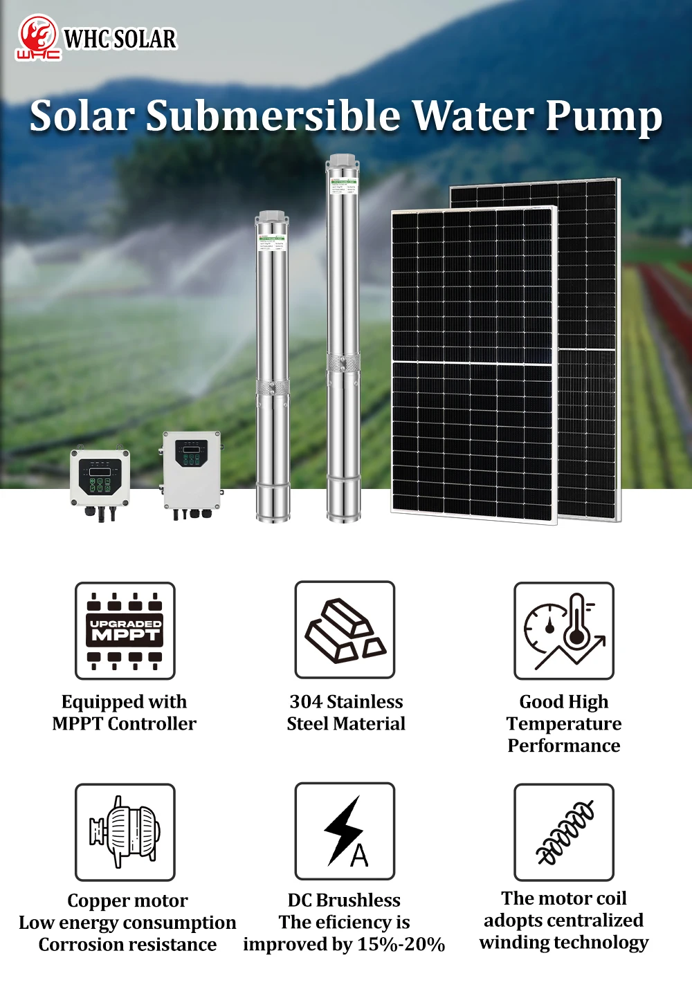 WHC Borehole Solar Water Pump System Solar Pumps Water Pump for ...
