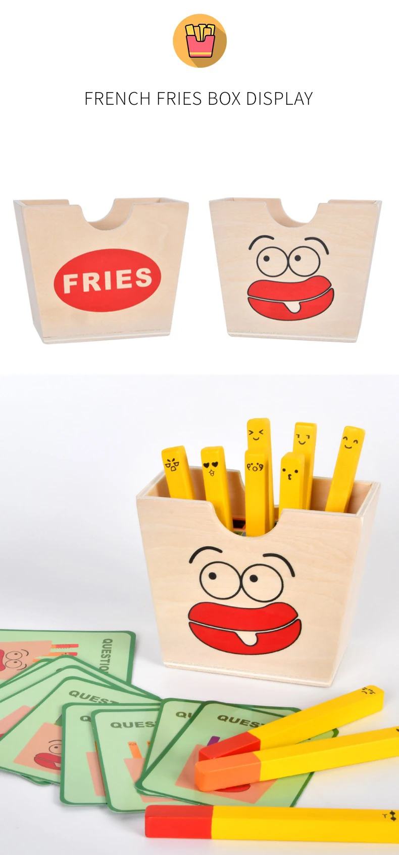 Montessori French Fries Wooden Color Sorting Game Fast Food French ...
