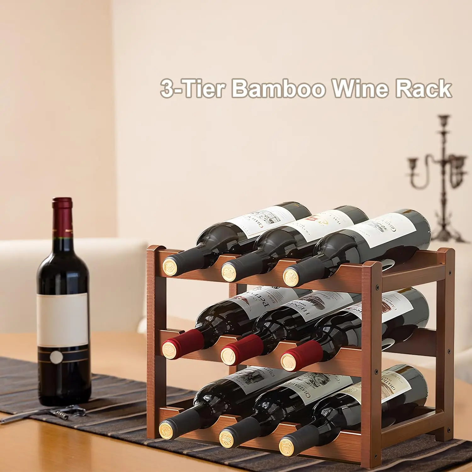 Vevor 72 Bottle Stackable Modular Wine Rack,8-layer Solid Wood Storage ...