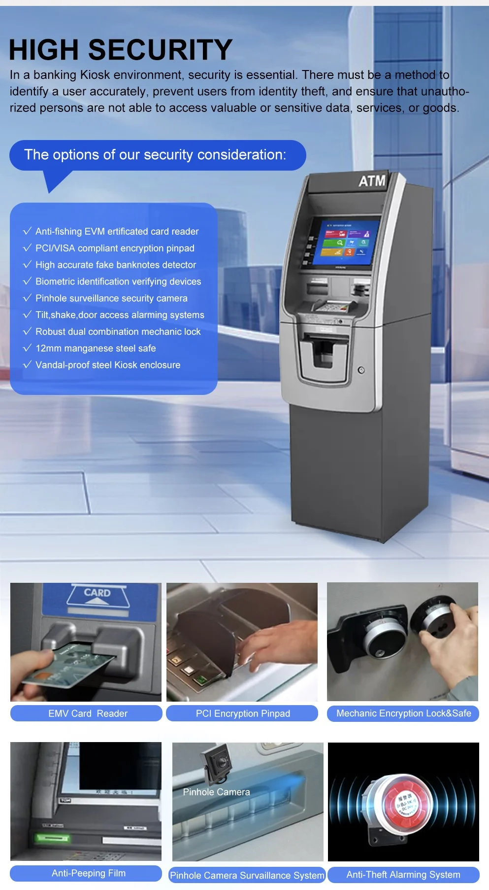 19" Kiosktouch Screen Hotel Lobby Kiosk 22" Payment Machine Hospital ...