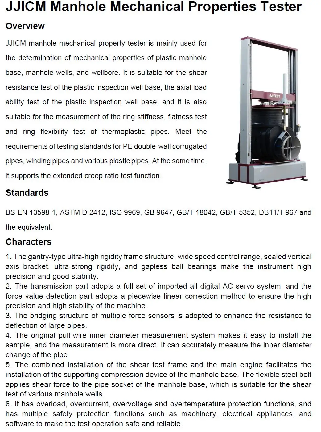 Manhole Mechanical Properties Tester Bs En 13598-1,Astm D 2412,Iso 9969 ...