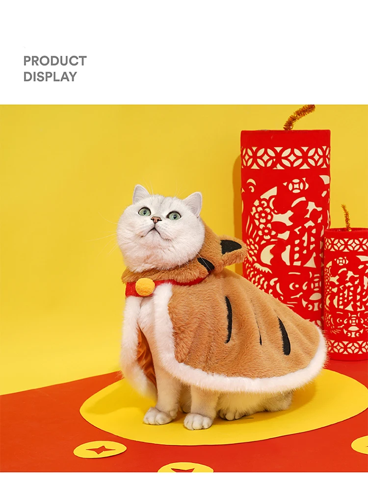 Holiday Party Comfortable Breathable Cute Tiger Cloak Pet Cat Clothes ...