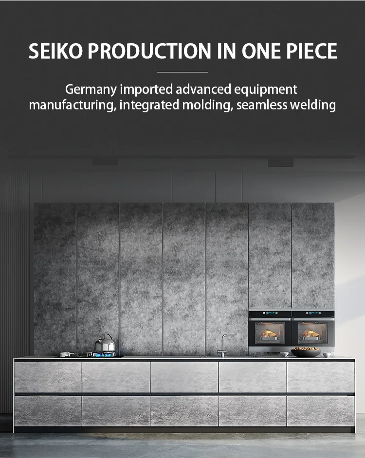 Hyxion Modern Smart Black Kitchen Cabinet Stainless Carcase PVC Door ...