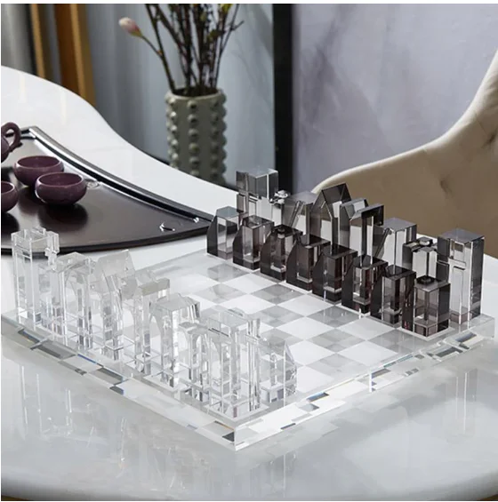 Acrylic 28 Piece Chess Set - Clear, Customizable, Eco-friendly