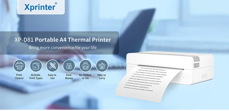 Xprinter Xp-d81 Factory Portable Printer Mini A4 Wifi Wireless Printing ...