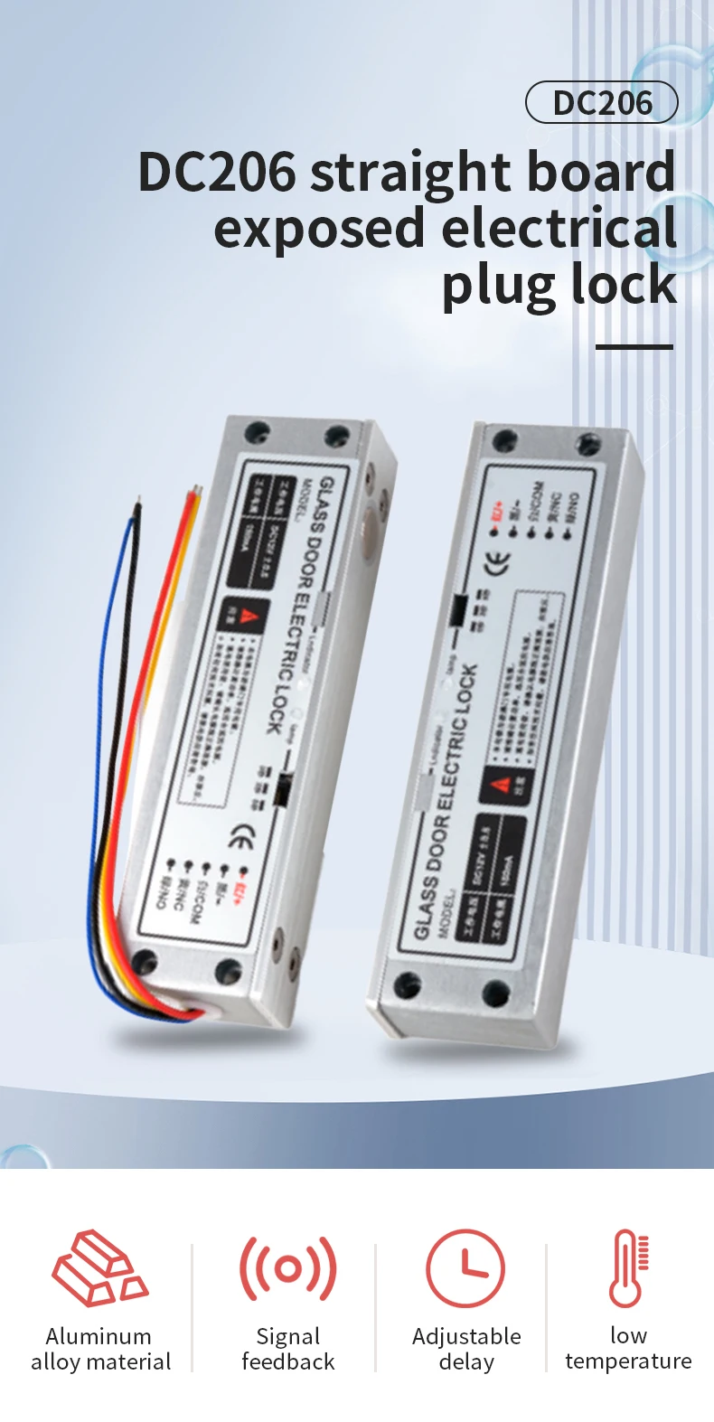 FFi DC206 Surface Mounted Electric Bolt Lock Delay Adjustable Lock with ...