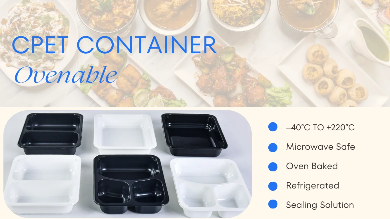 Custom Black Ovenable Microwavable Cake Baking 16oz Cpet Food Packaging ...