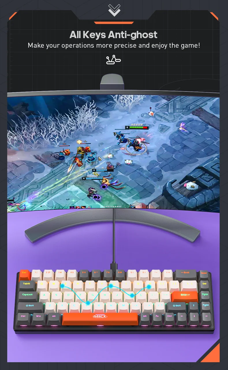 IMICE GK-690 RGB Wired Mechanical Keyboard | 60% Layout, Anti-Ghosting ...
