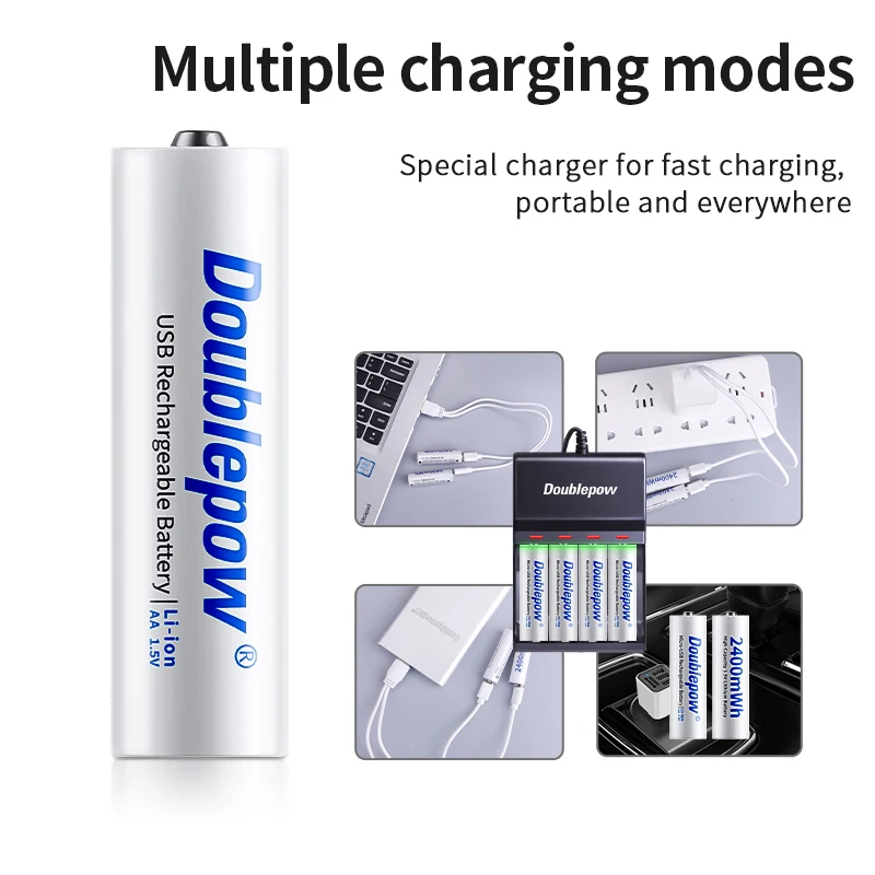Doublepow 2400mwh Aa 1.5v Type C Rechargeable Lithium Ion Battery New ...