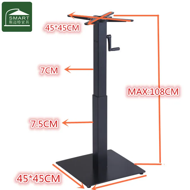 Modern Metal Bar Table Leg Hand Crank Lift Table Base For Dining Room ...