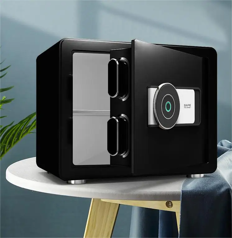 Black Simple Style Convenient Fingerprint Lock Cash Box Money Safes For ...