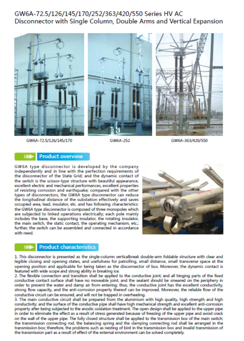 Gw6 Series Hv Ac Disconnector With Single Column,Double Arms And ...