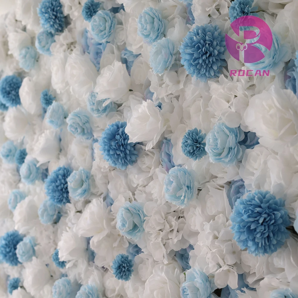 Baby Blue Flower Wall Rose Backdrop Hydrangea Flower Wall Gender Reveal ...