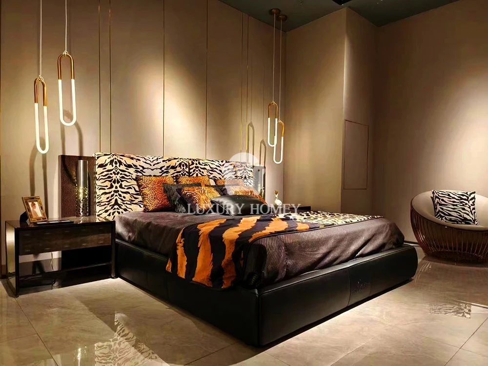 Italian Latest Modern Luxury Bedroom Set Furniture High End Embroidered ...