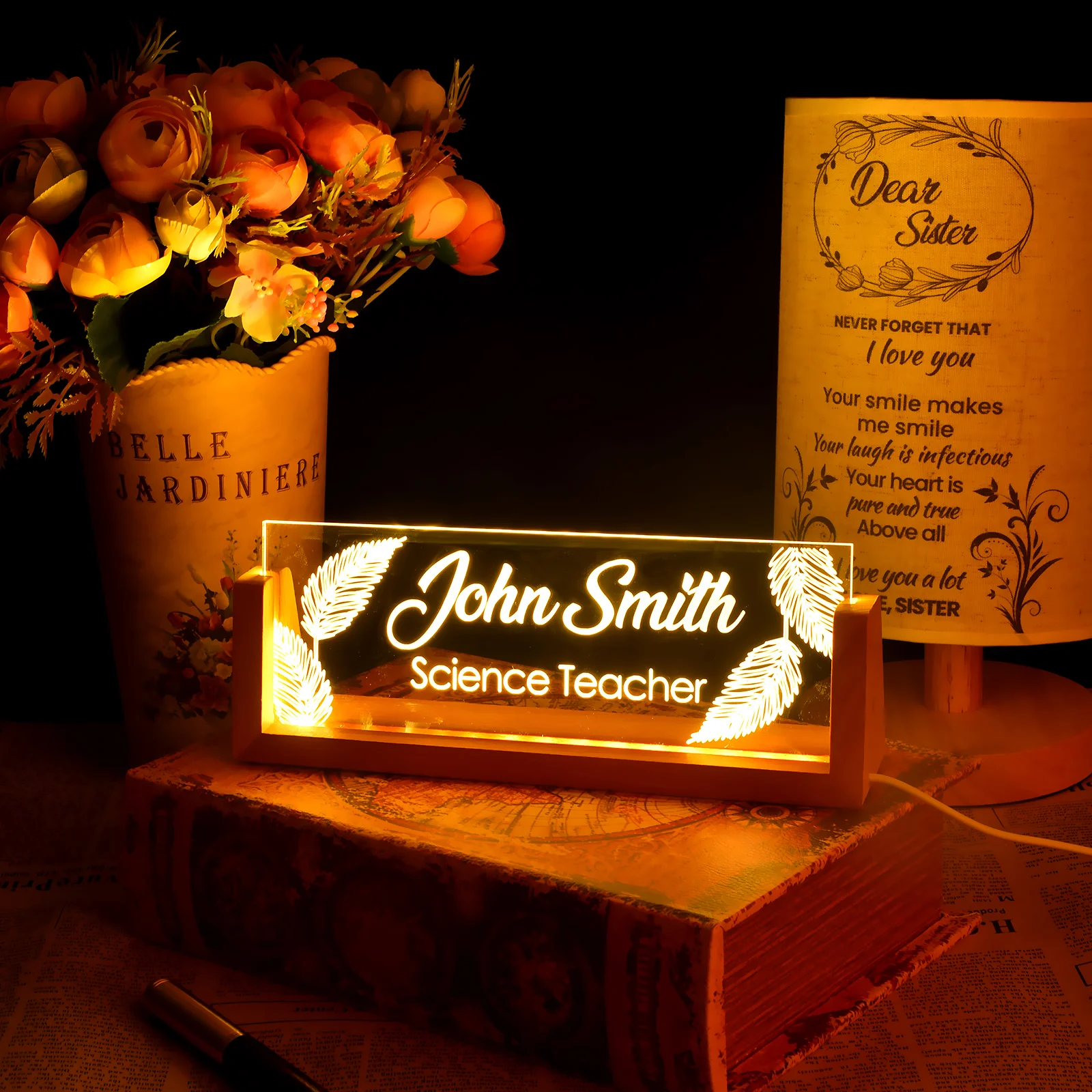 Personalized Modern Office Desk Name Plate Middle-Sized Blank Wood ...