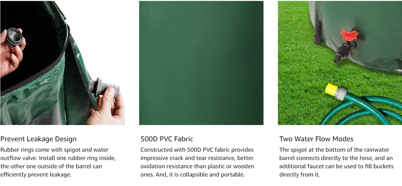 Foldable Waterproof Tarpaulin Rain Water Barrel Collector,Collapsible ...