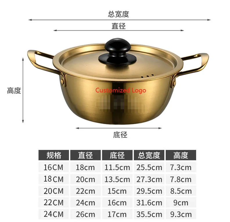 Korean Kitchen Gold Instant Noodle Pot Small Stainless Steel Ramen Soup ...