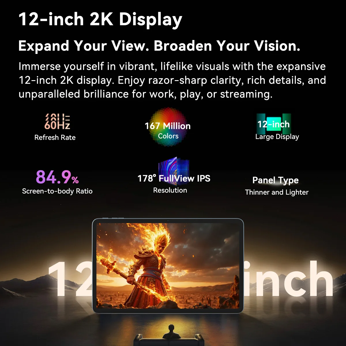 Blackview MEGA 2 12 Inch 2K Display Tablets 8GB 256GB Android 15 ...