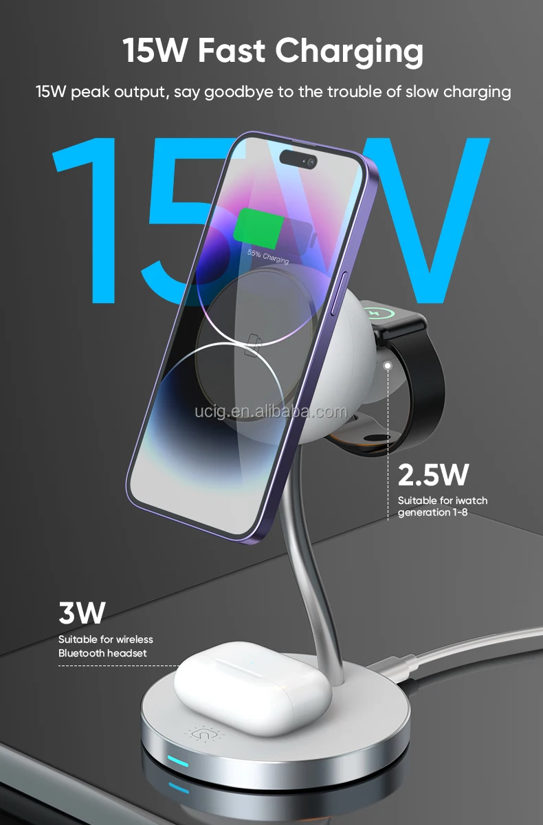 Universal Magnetic Stand 15w Wireless Smart Charger Portable 4 In 1 ...
