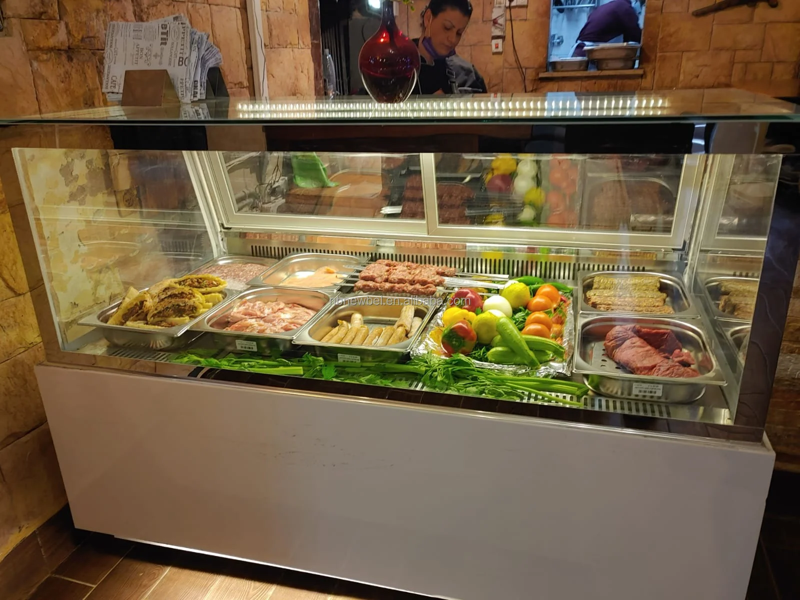 Newbel Fresh Meat Display Showcase Supermarket Display Freezer Hanging ...