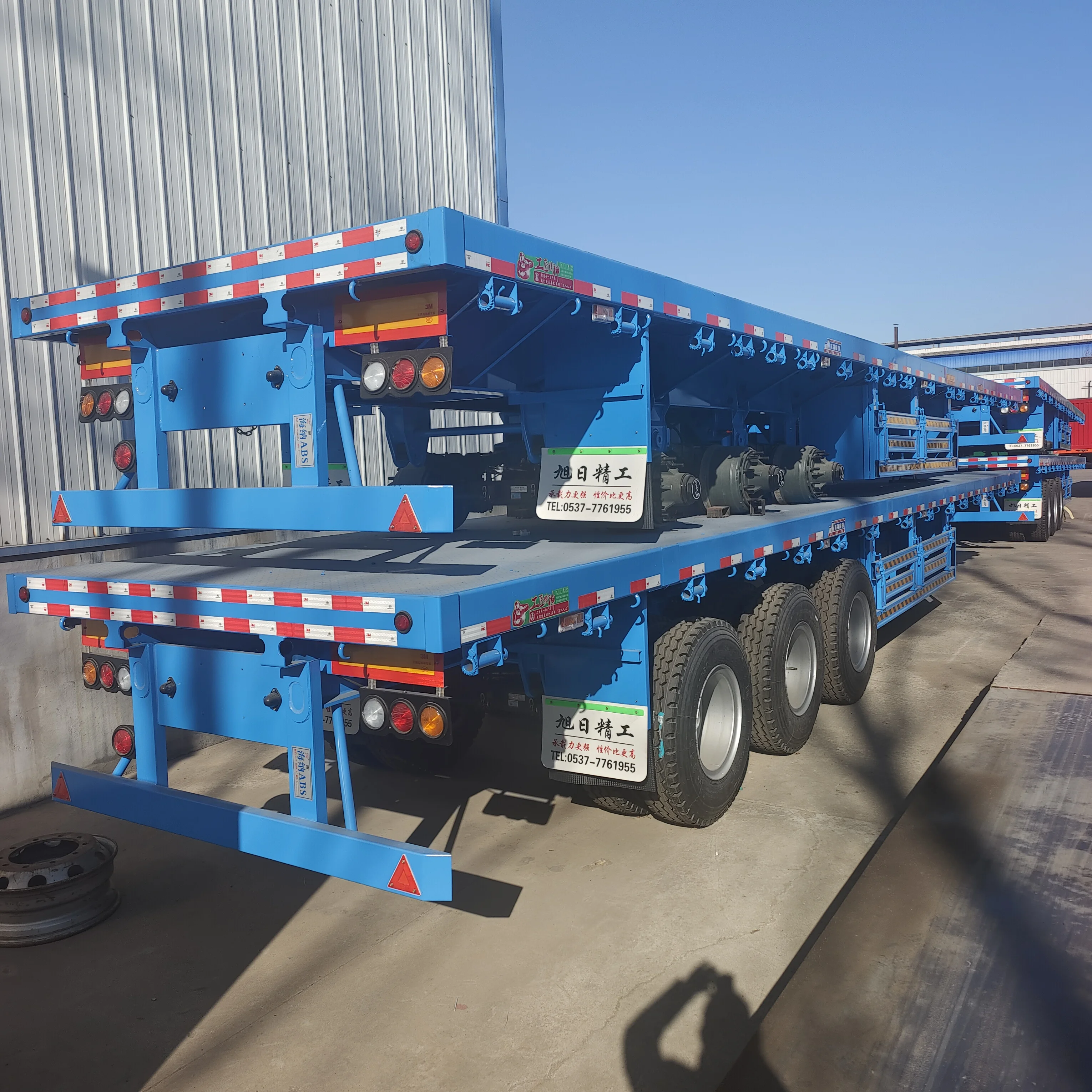 Used 40ft Flatbed Semi Trailers Carry 60tons Flatbed Trailer 3 Axles ...