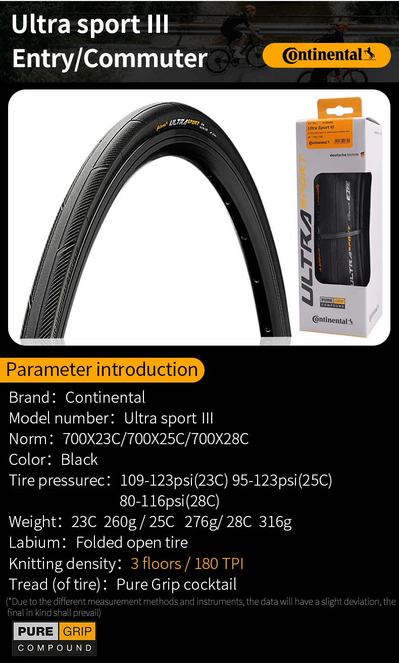 Lebycle Continental Road Tire Ultra Sport Iii 700 23c /25c/28c Road ...